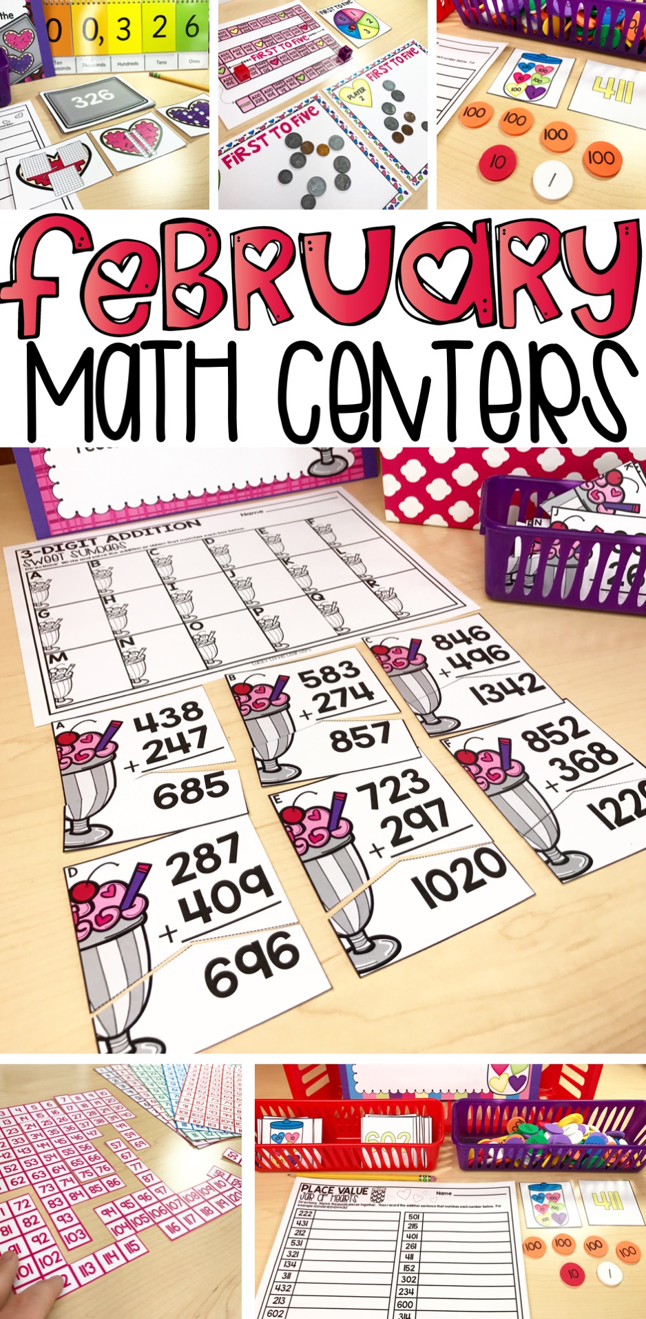 February Math Centers - Lucky Little Learners