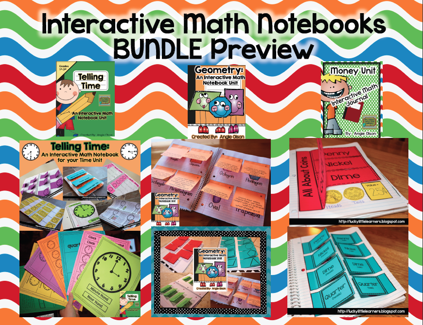 Telling Time, Money, & Geometry 2nd Grade Math Notebook Bundle - Lucky ...