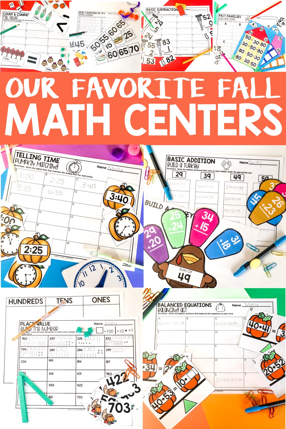 Fall Math Centers - Lucky Little Learners