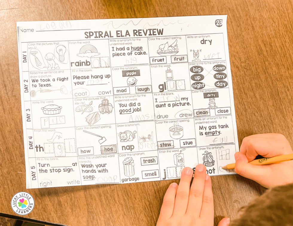 Simple Homework Assignments for Grammar Review - Lucky Little Learners