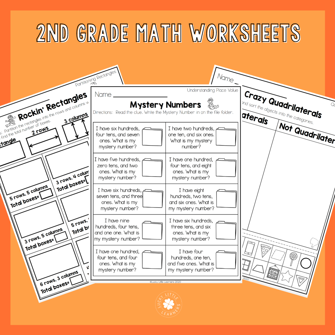 2nd Grade Math Worksheets - No Prep! - Lucky Little Learners