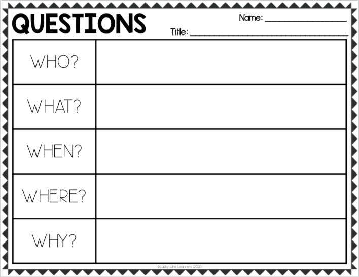 5 W Questions Worksheet 5 W Questions Worksheet