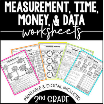 Second Grade Math Worksheets: Measurement, Data, Time & Money - Lucky ...
