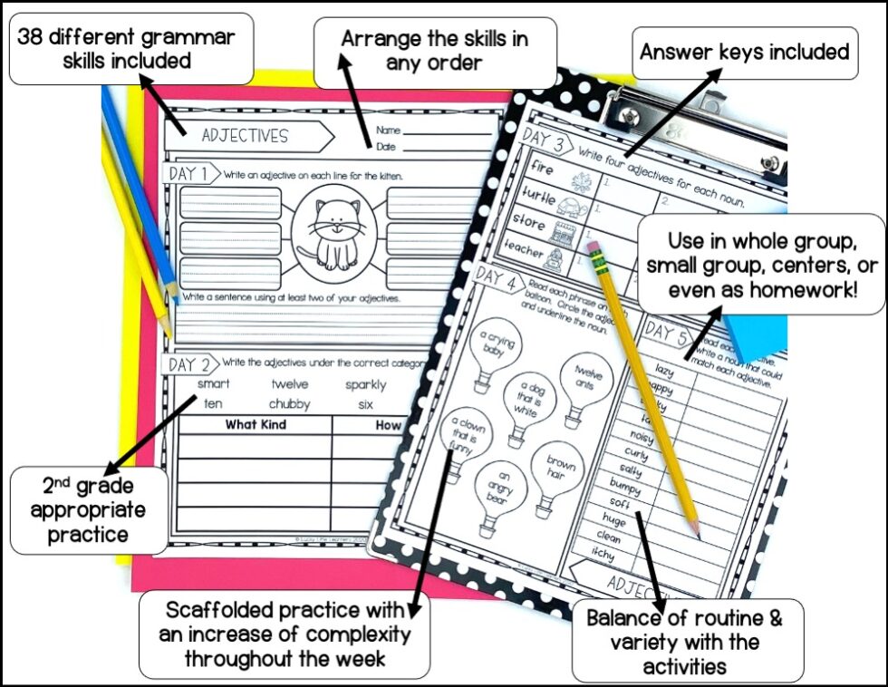 No Prep Daily Grammar Practice in 2nd Grade - Lucky Little Learners