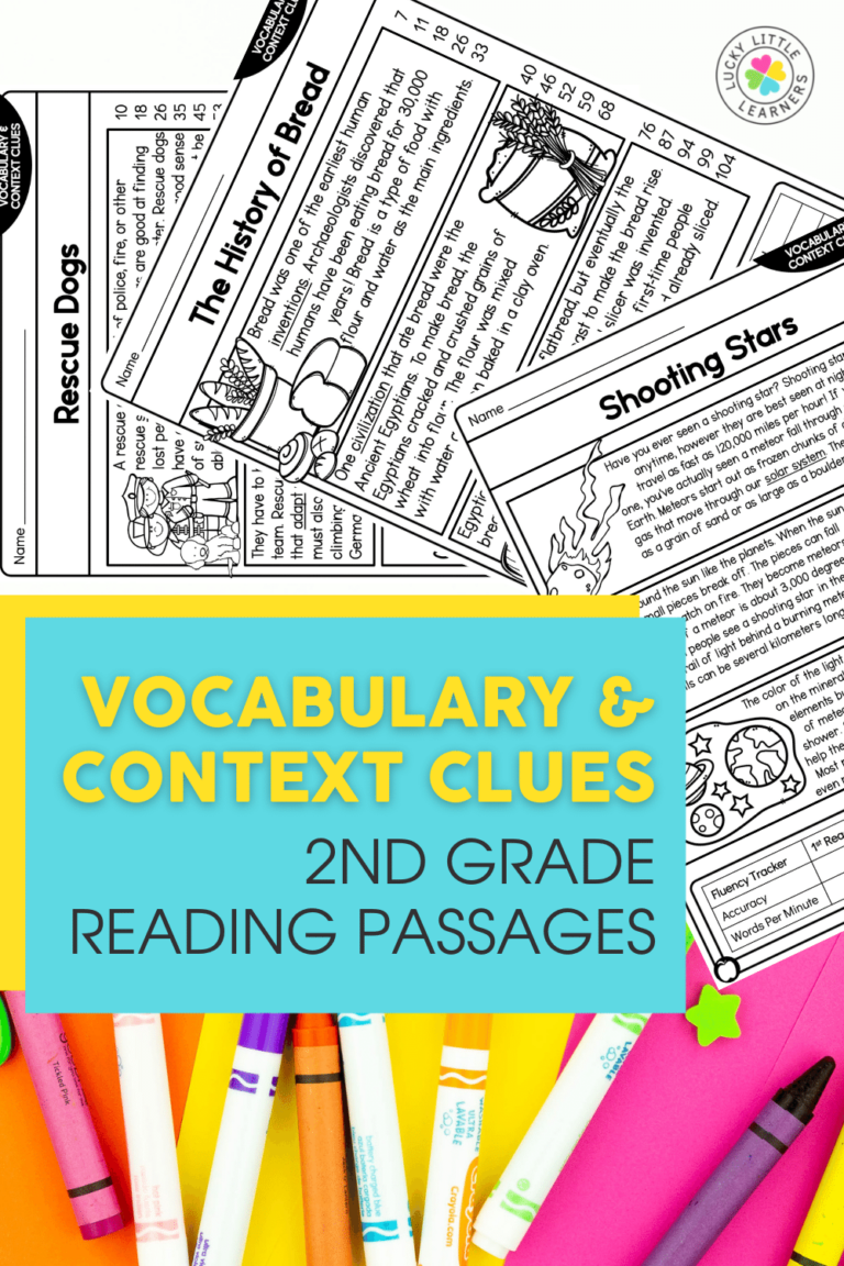 Vocabulary & Context Clues Second Grade Reading Passages - Lucky Little ...