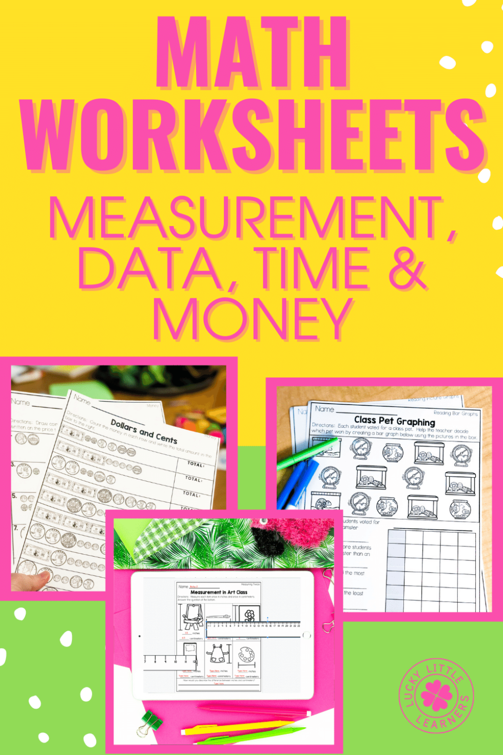 Second Grade Math Worksheets: Measurement, Data, Time & Money - Lucky ...