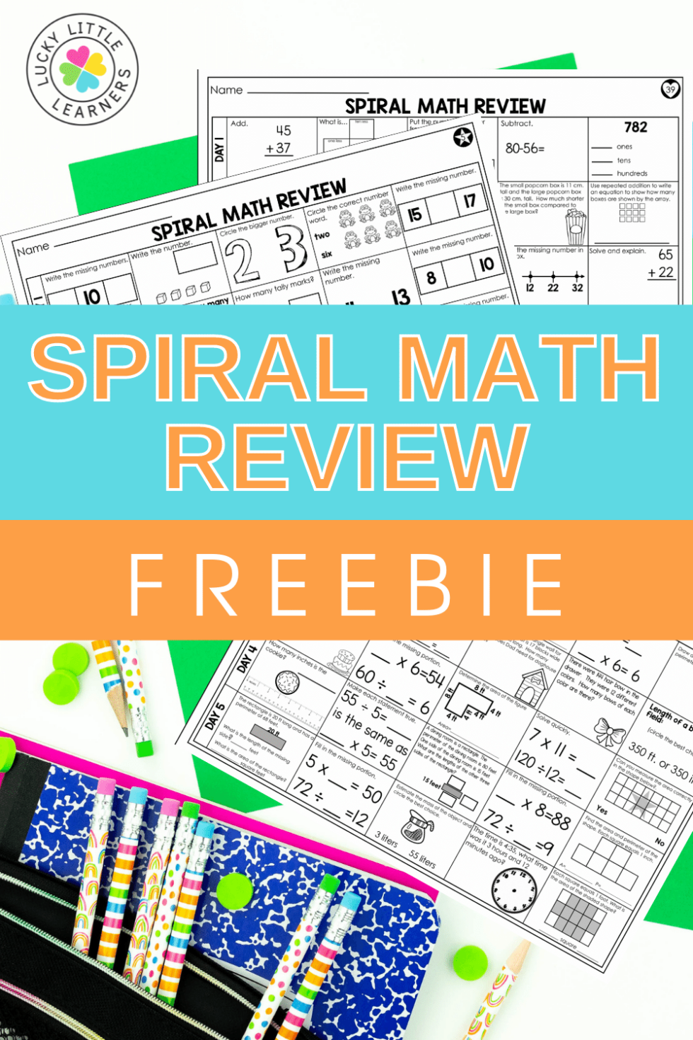 Spiral Math Review Freebie - Lucky Little Learners