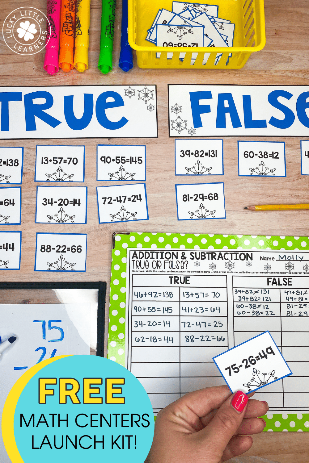 Free 2nd Grade Math Centers and Launch Kit - Lucky Little Learners