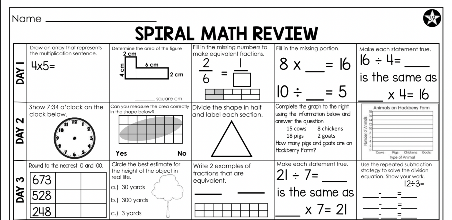 Spiral Math Review Freebie - Lucky Little Learners