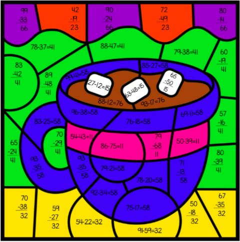 Free Color By Number Math Sheets for 2nd Grade - Lucky Little Learners