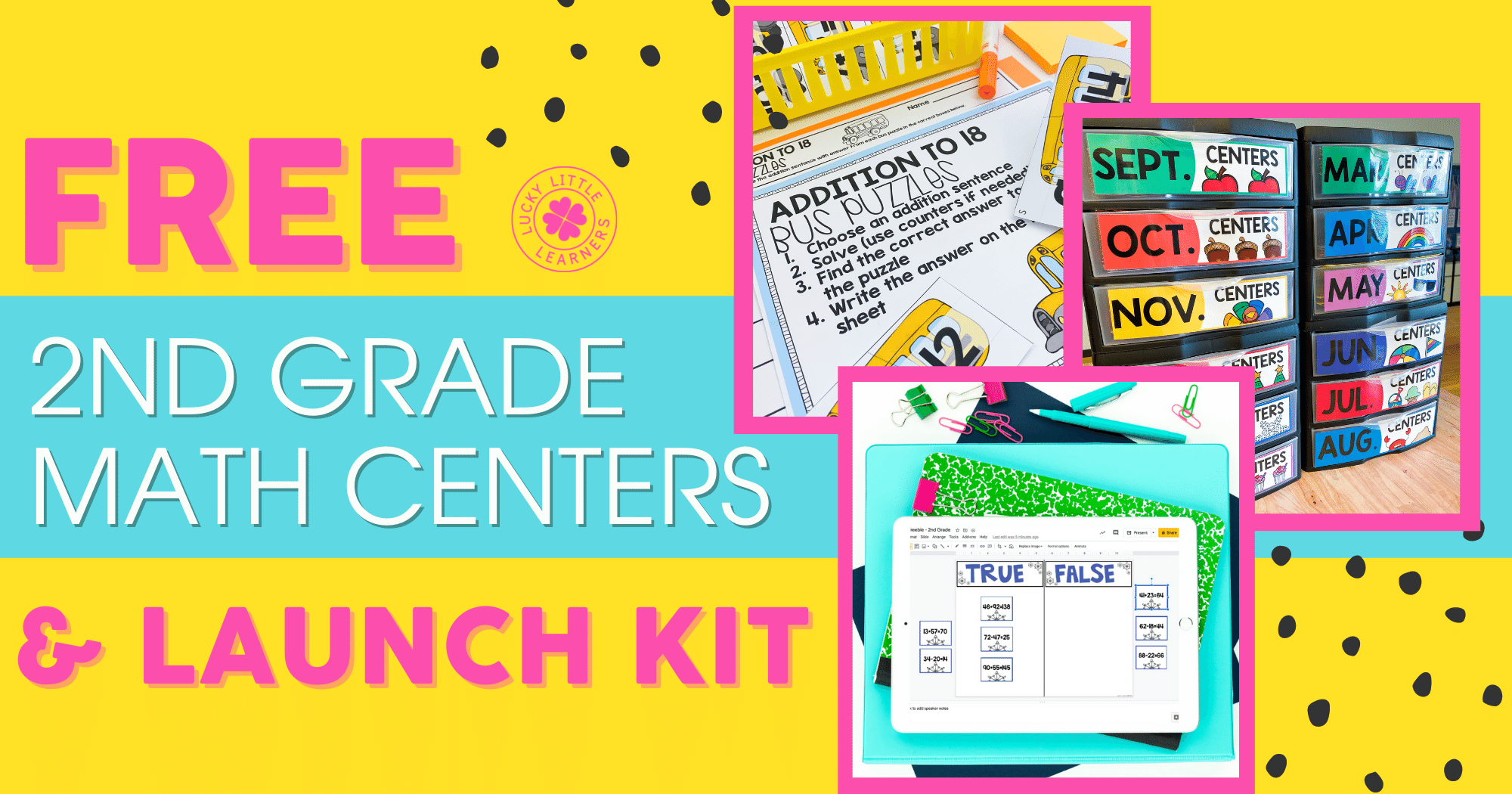 Free 2nd Grade Math Centers and Launch Kit - Lucky Little Learners