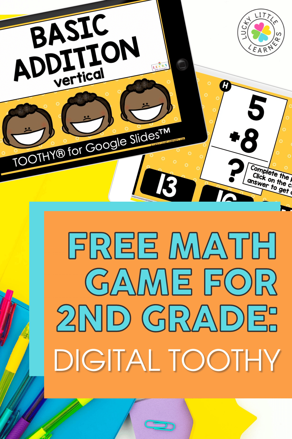 Free Math Game for 2nd Grade: Digital Toothy - Lucky Little Learners
