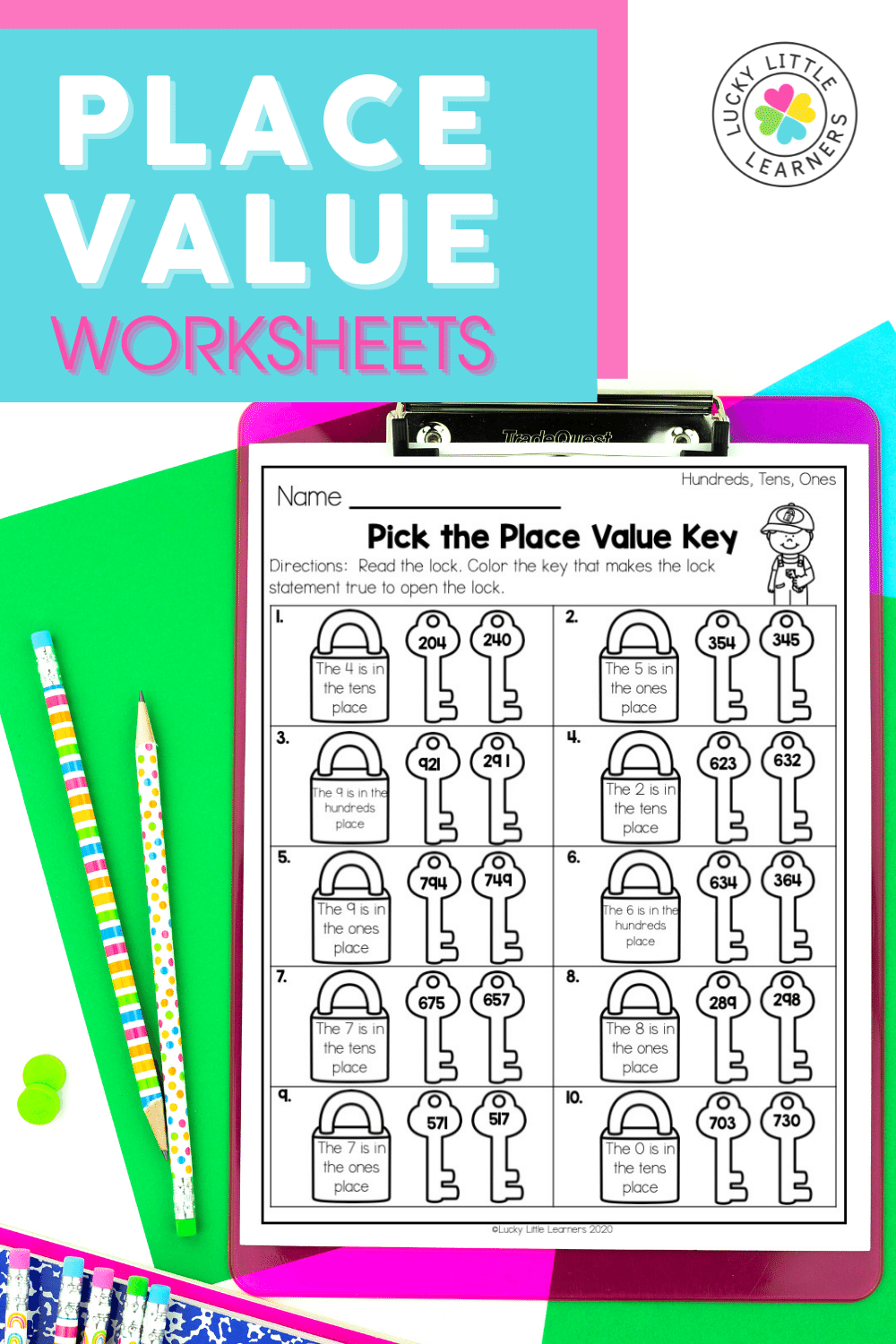 Math Worksheets to Practice Place Value in 2nd Grade - Lucky Little ...