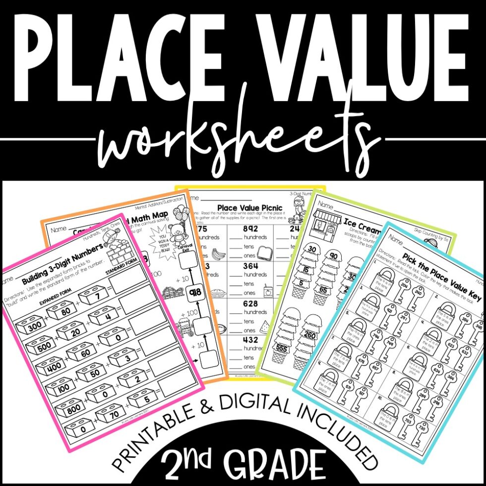 Math Worksheets to Practice Place Value in 2nd Grade - Lucky Little ...