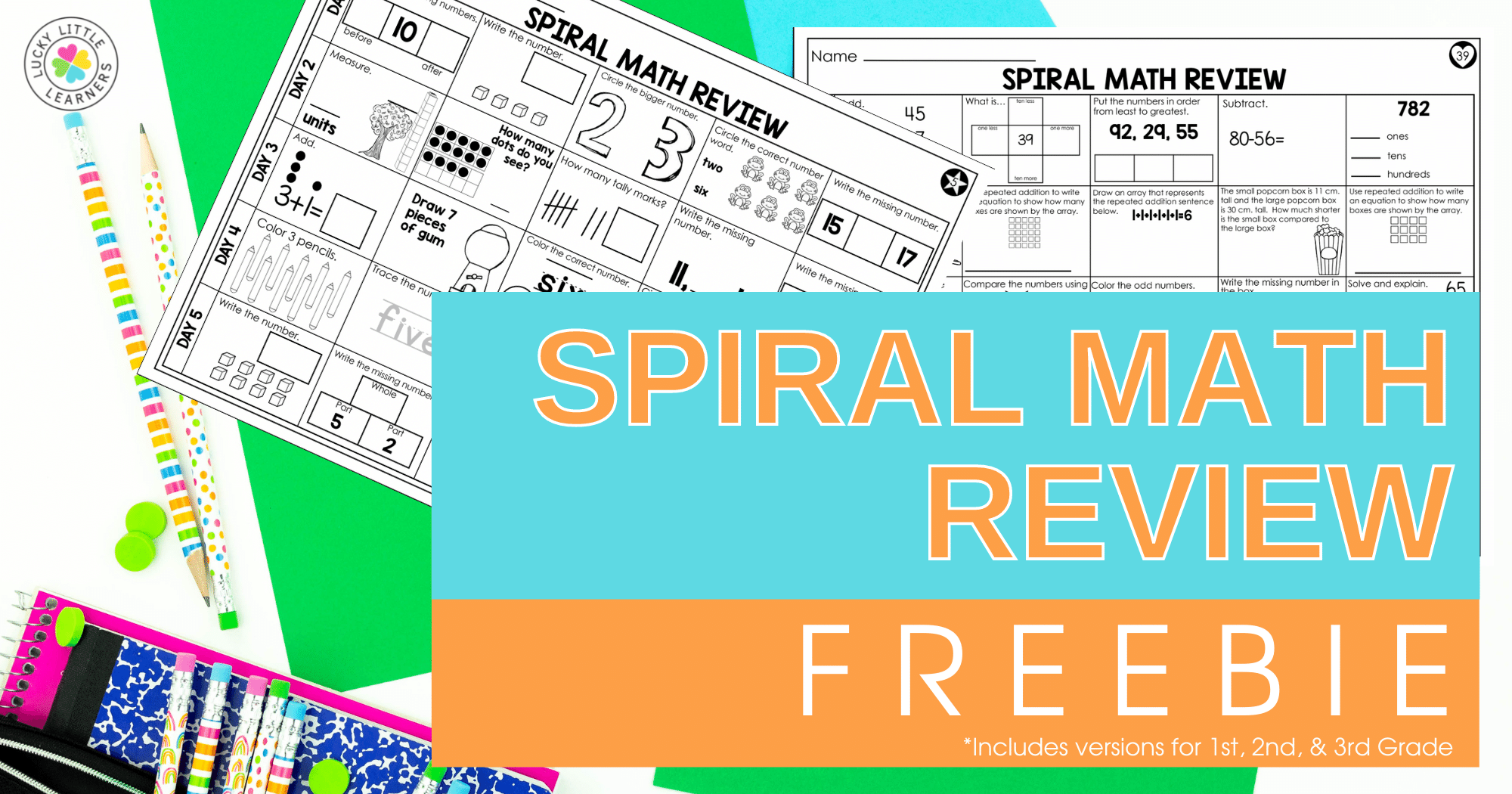 Spiral Math Review Freebie Lucky Little Learners