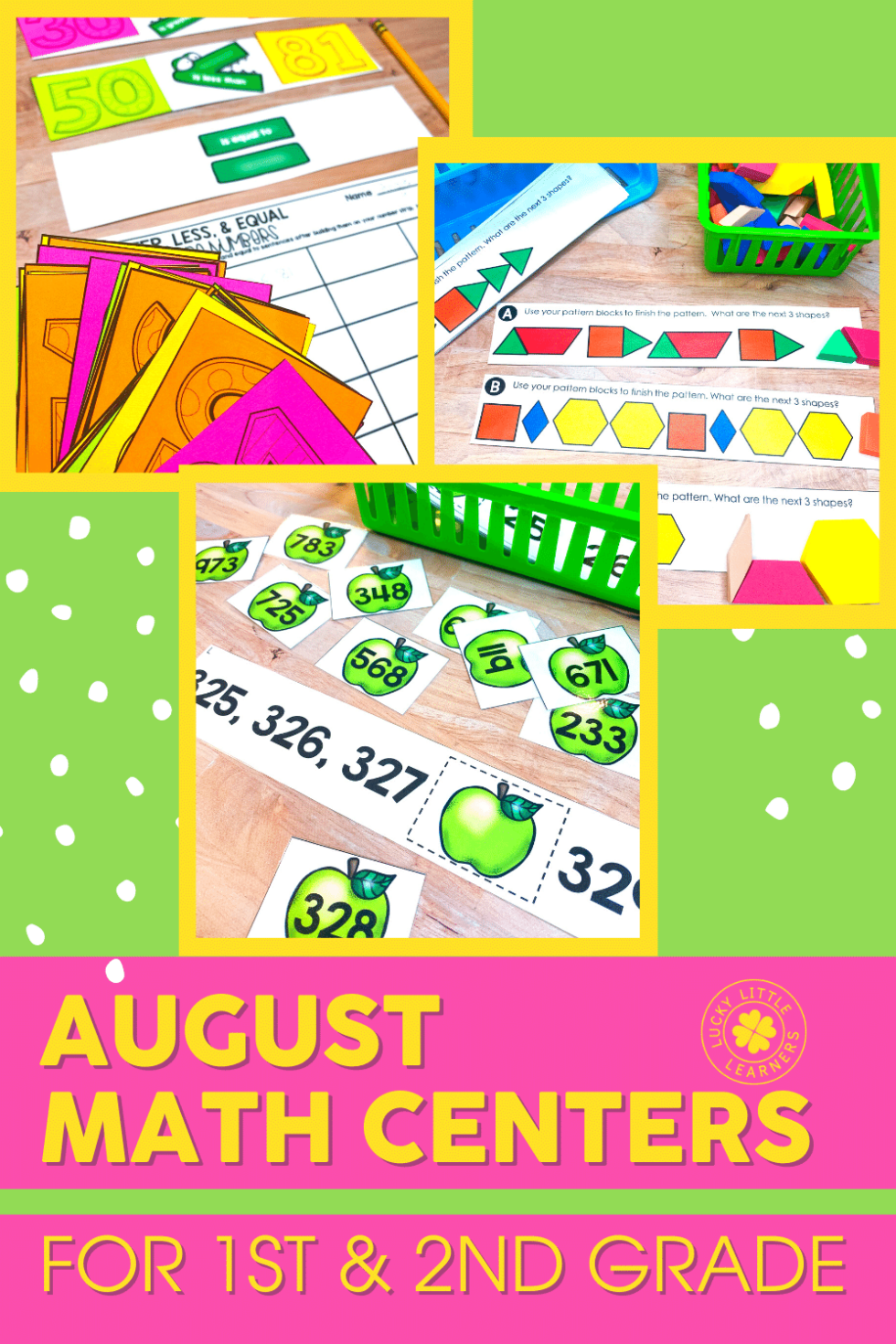 August Math Centers for 1st & 2nd Grade - Lucky Little Learners