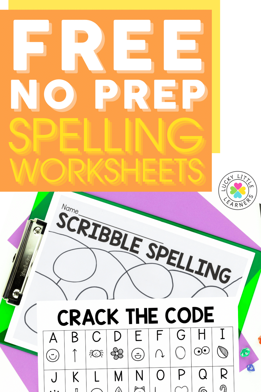 Free No Prep Spelling Worksheets - Lucky Little Learners