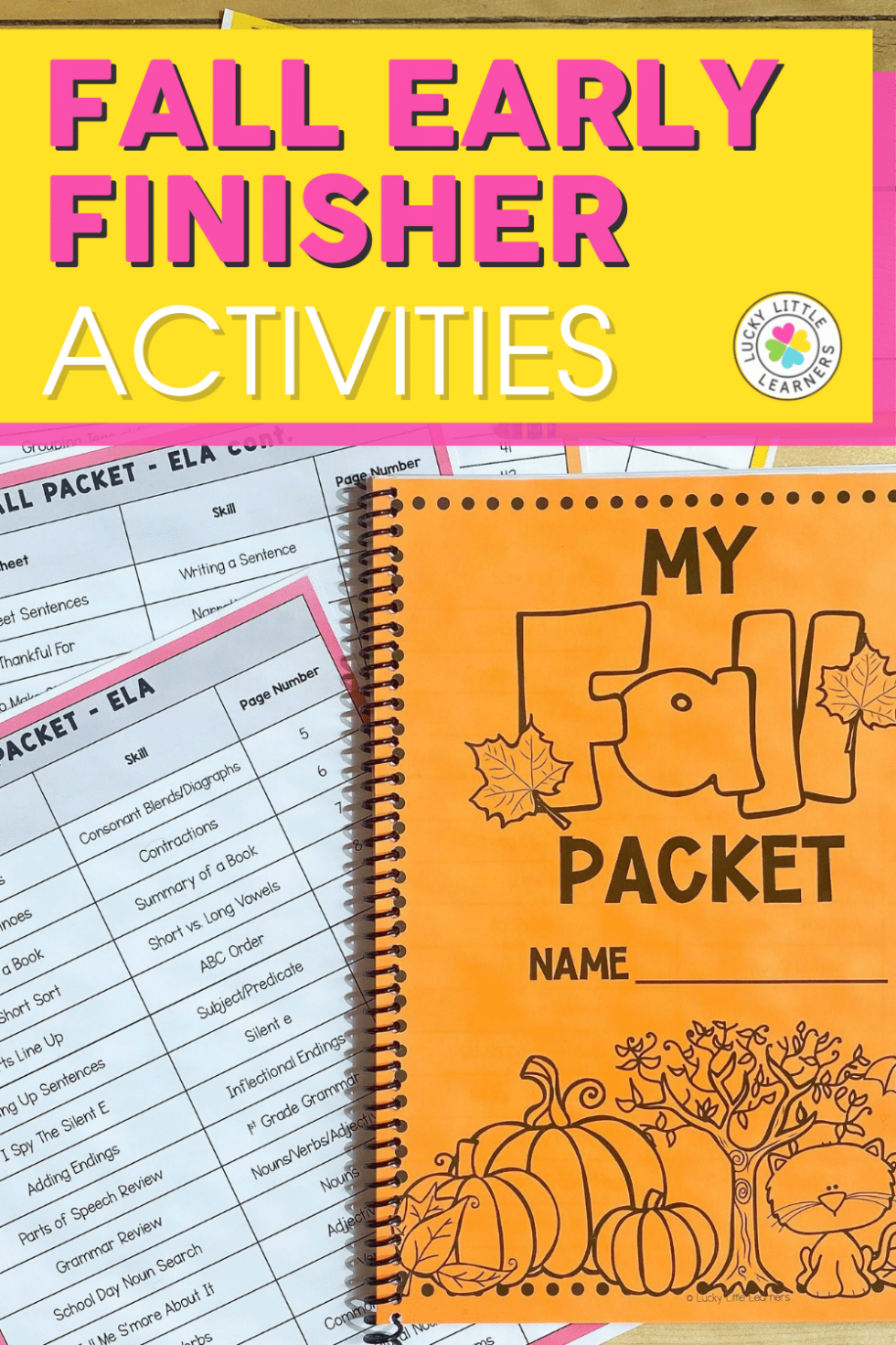 Fall Early Finisher Activities - Lucky Little Learners
