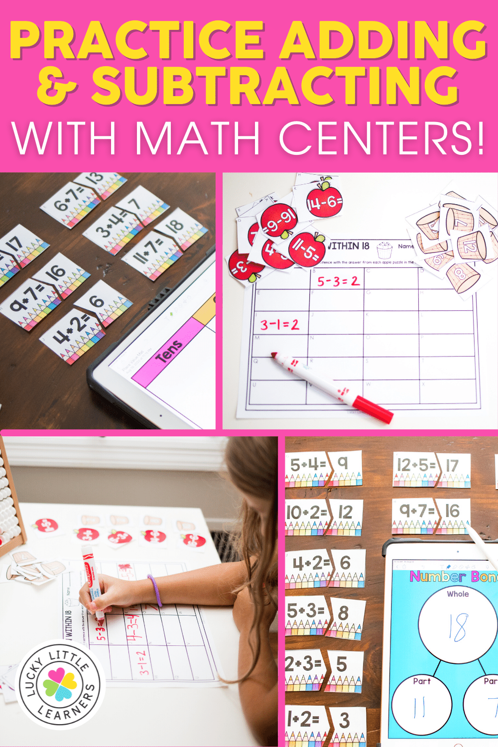 September Math Centers for 1st & 2nd Grade - Lucky Little Learners