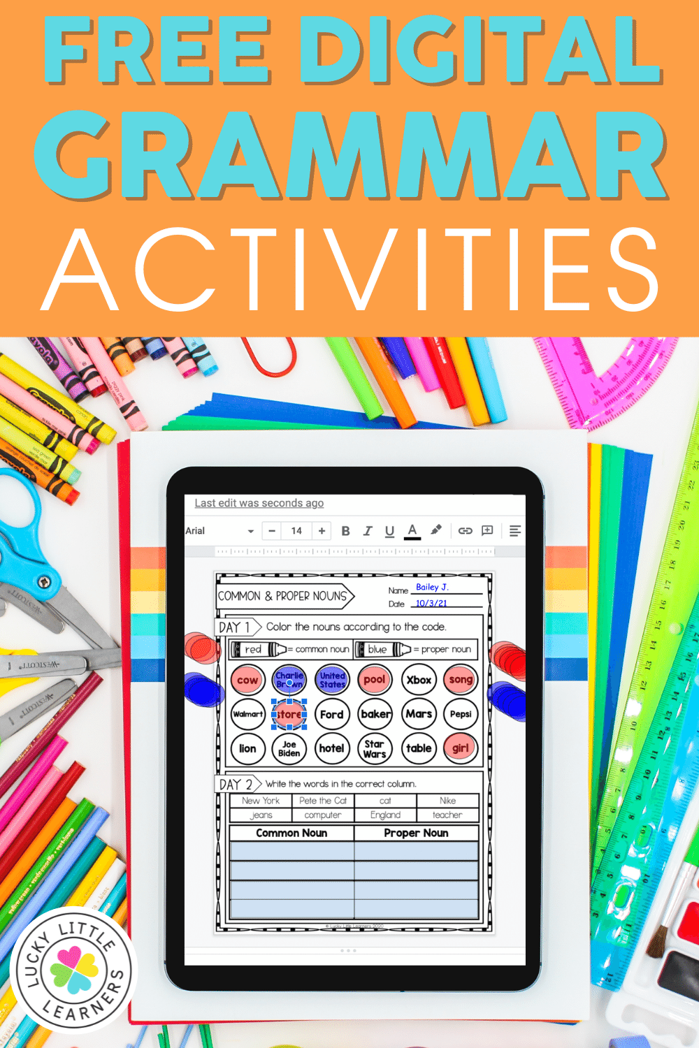 Daily Grammar Practice Freebie - Lucky Little Learners