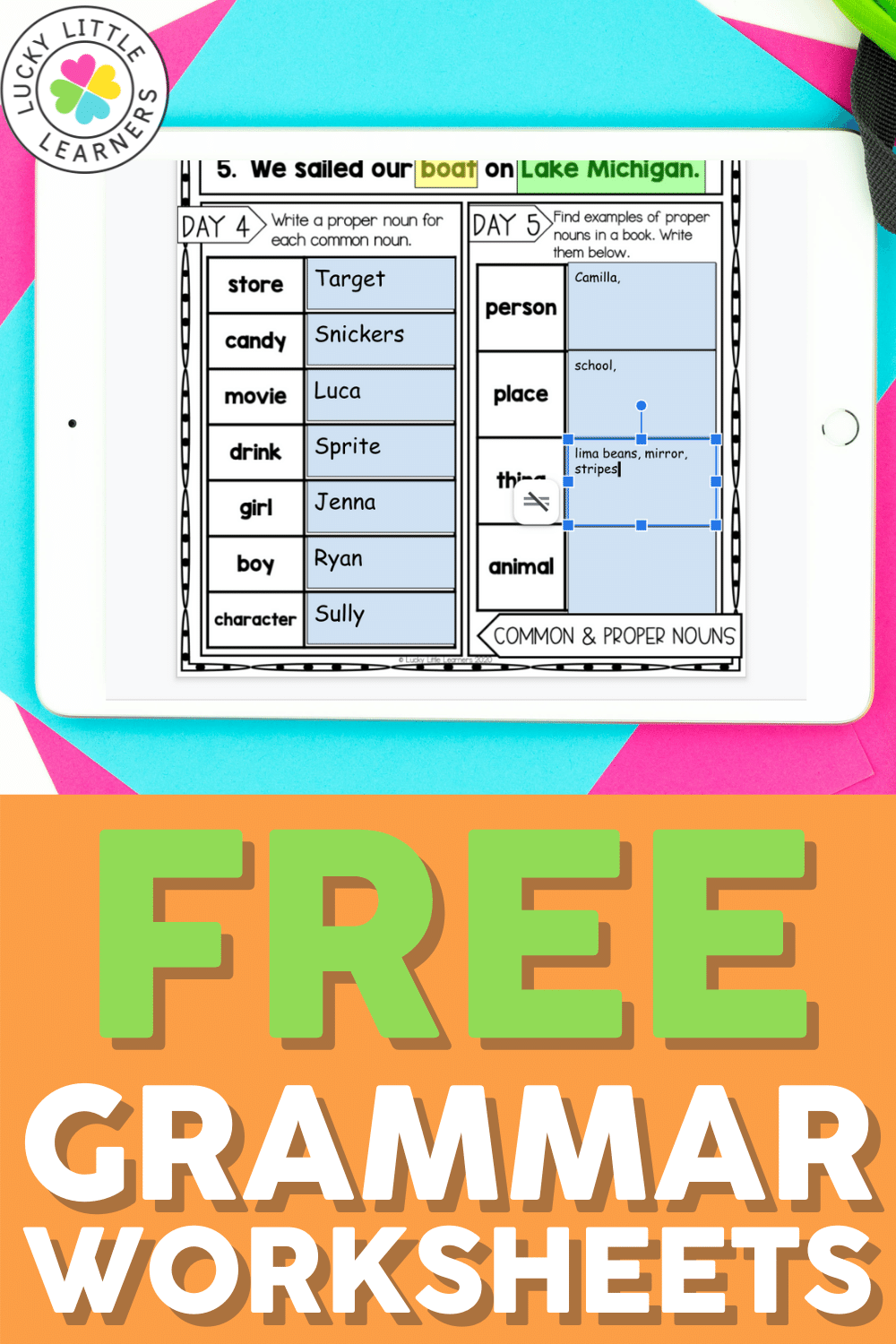 Daily Grammar Practice Freebie - Lucky Little Learners