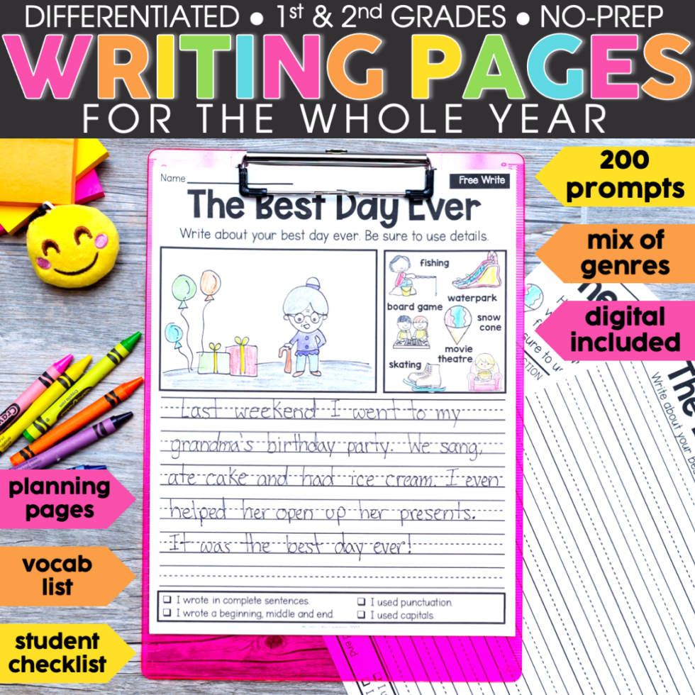 No Prep 2nd Grade Writing Prompts - Lucky Little Learners