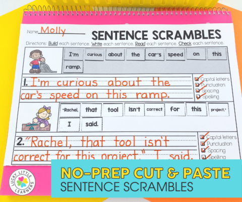 Practice Writing Sentences with Sentence Scrambles - Lucky Little Learners
