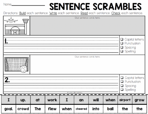 Practice Writing Sentences with Sentence Scrambles - Lucky Little Learners