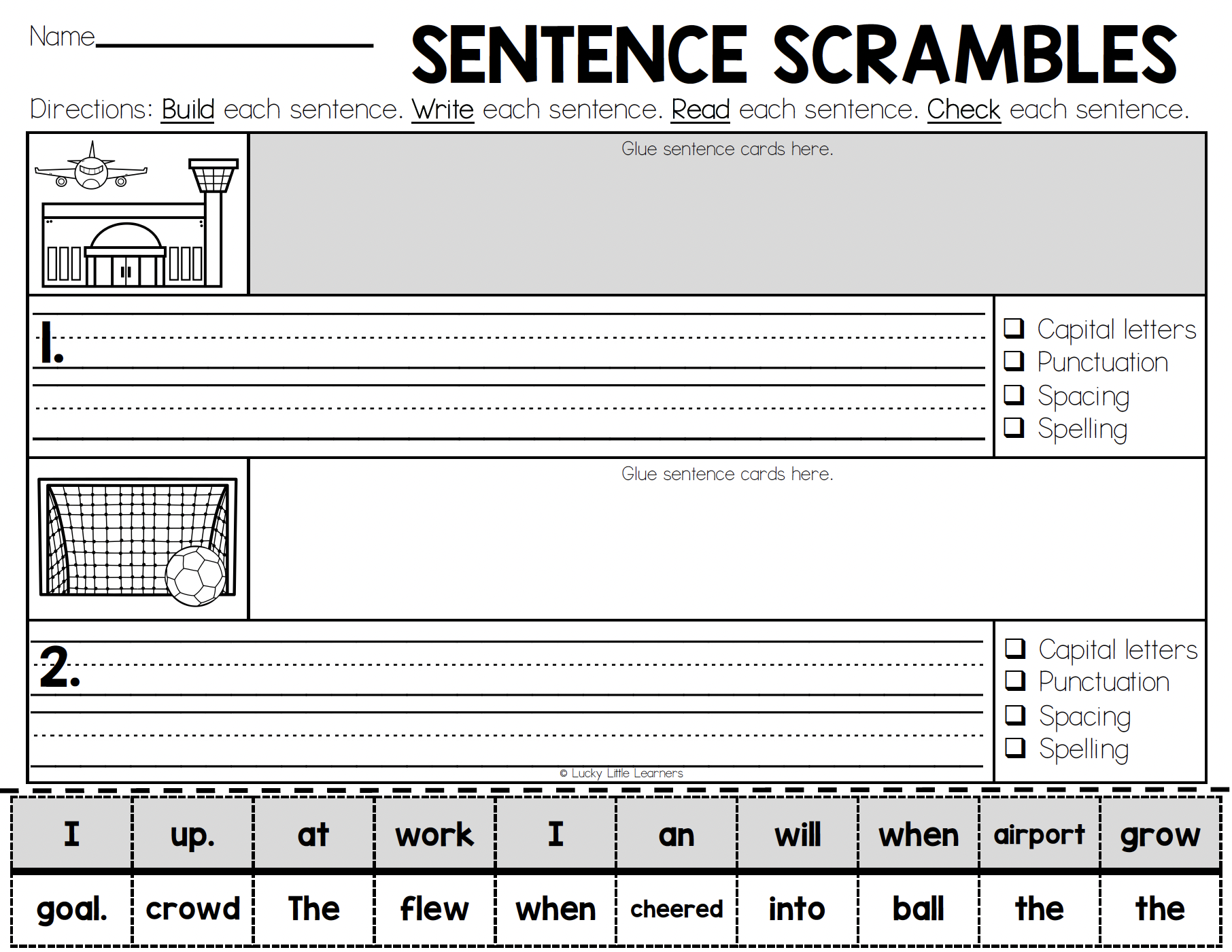 Practice Writing Sentences with Sentence Scrambles - Lucky Little Learners