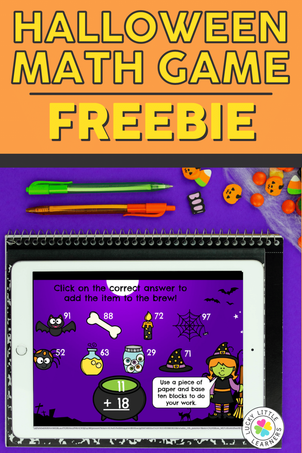 Halloween Math Game Freebie - Lucky Little Learners