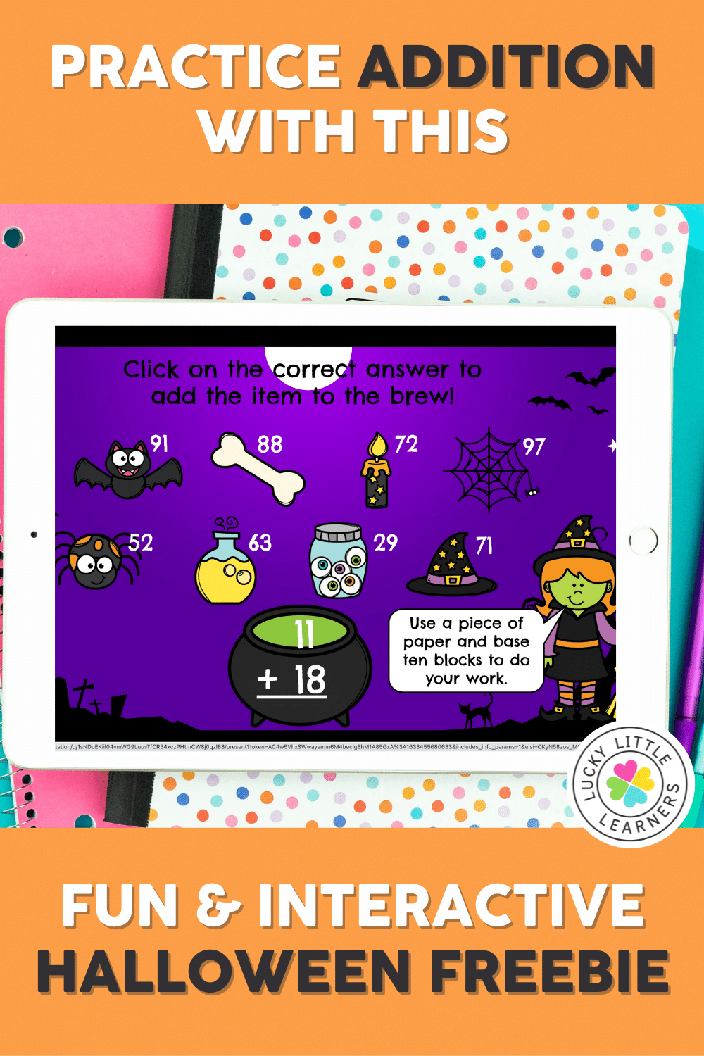 Halloween Math Game Freebie - Lucky Little Learners