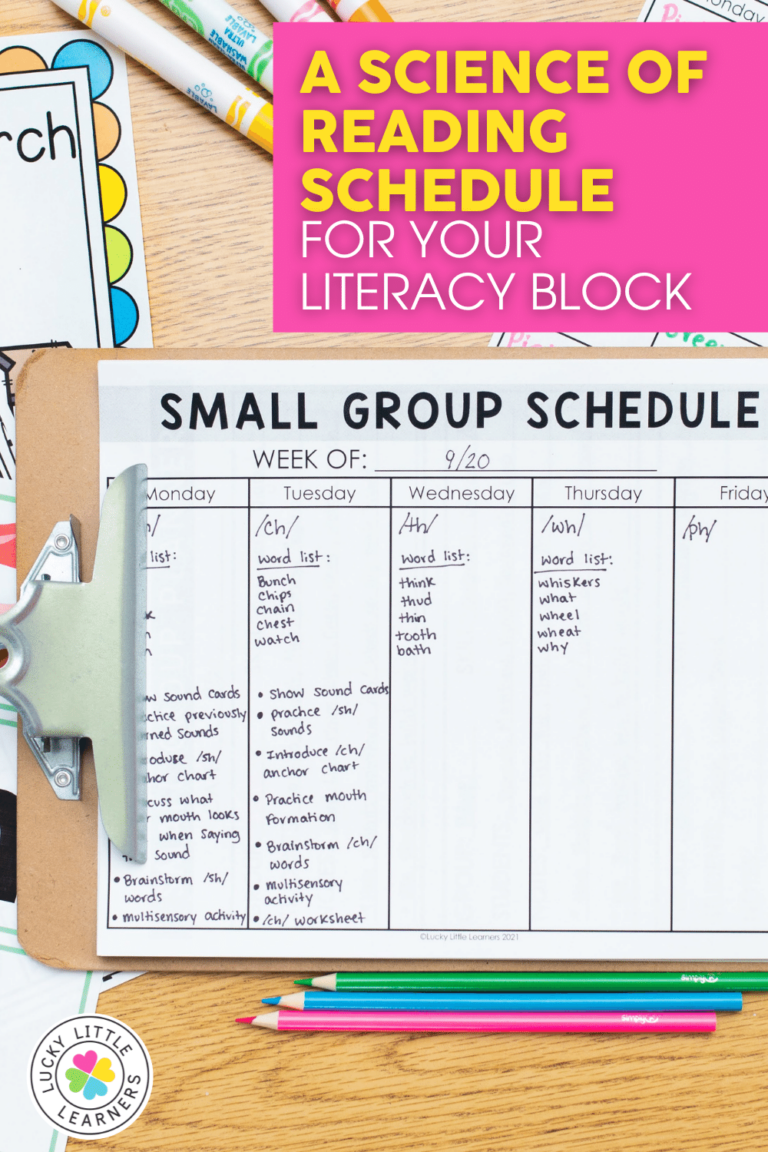 Science of Reading: Sample Literacy Block Schedule - Lucky Little Learners