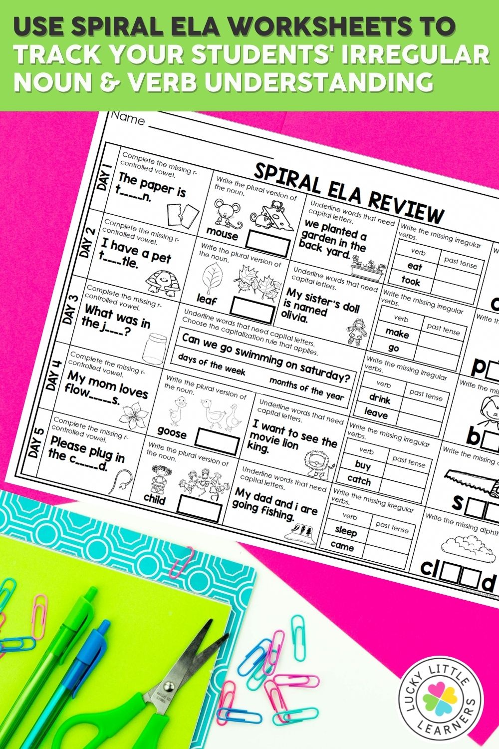 5 Resources for Teaching Irregular Plural Nouns & Irregular Verbs ...