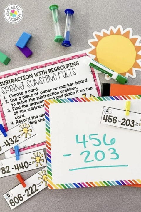 Spring Math Centers for 1st and 2nd grade - Lucky Little Learners