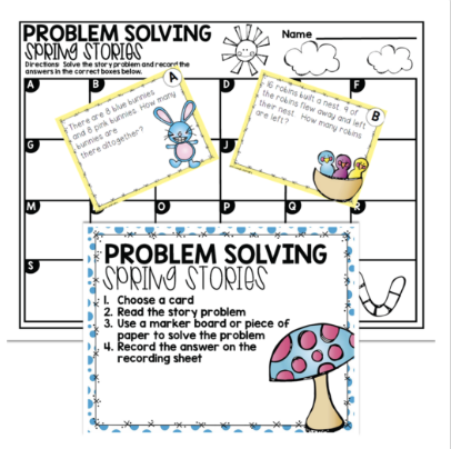 Spring Math Centers for 1st and 2nd grade - Lucky Little Learners