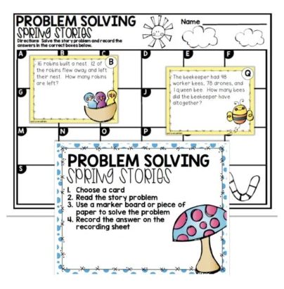 Spring Math Centers for 1st and 2nd grade - Lucky Little Learners