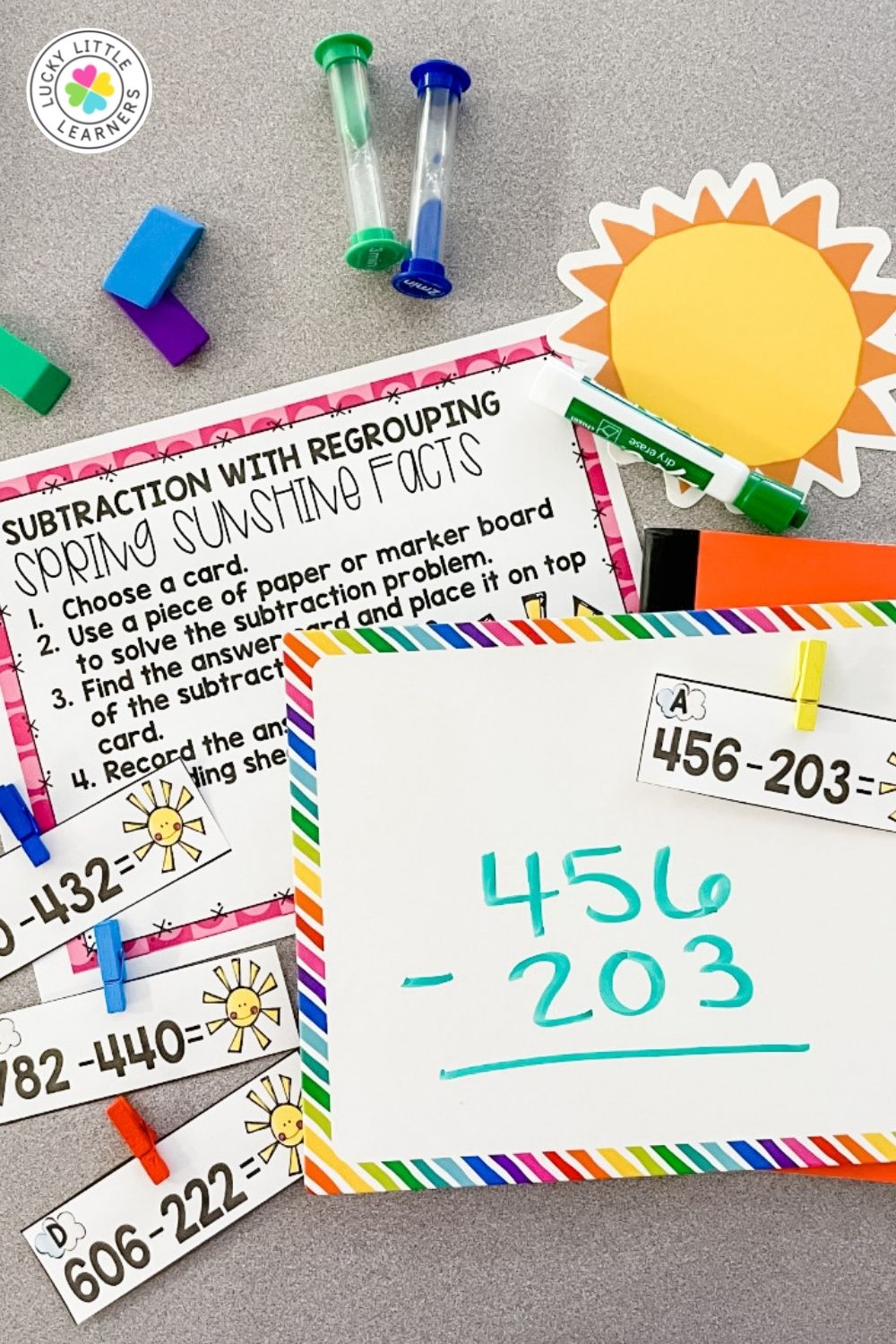 Spring Math Centers for 1st and 2nd grade - Lucky Little Learners