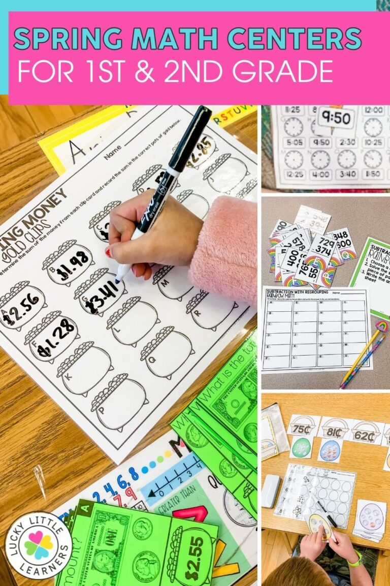 Spring Math Centers for 1st and 2nd grade - Lucky Little Learners