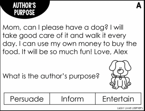 Teaching Author's Purpose in 2nd grade - Lucky Little Learners