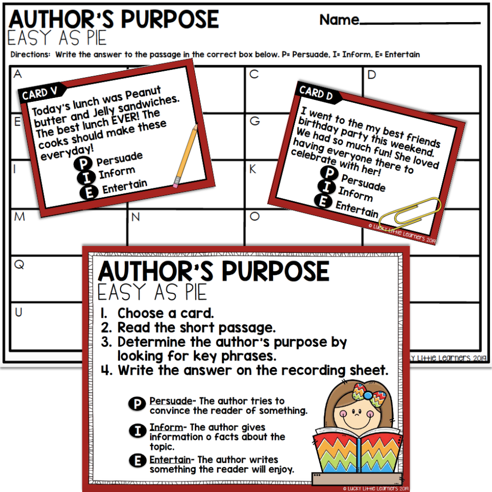 Teaching Author's Purpose in 2nd grade - Lucky Little Learners