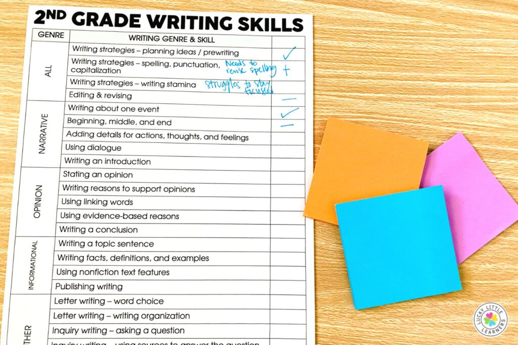 An Easy Way To Set Up Writing Goals In 2nd Grade Lucky Little Learners