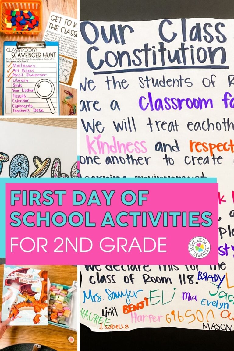 First Day of School Activities for 1st or 2nd Grade - Lucky Little Learners