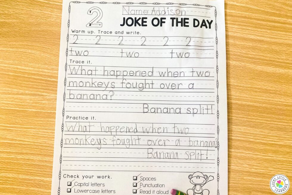 Joke of the Day Routine in 2nd grade - Lucky Little Learners