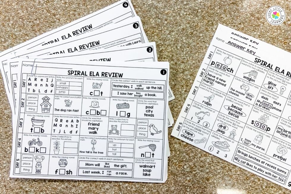 Spiral ELA Review Routine Ideas - Lucky Little Learners