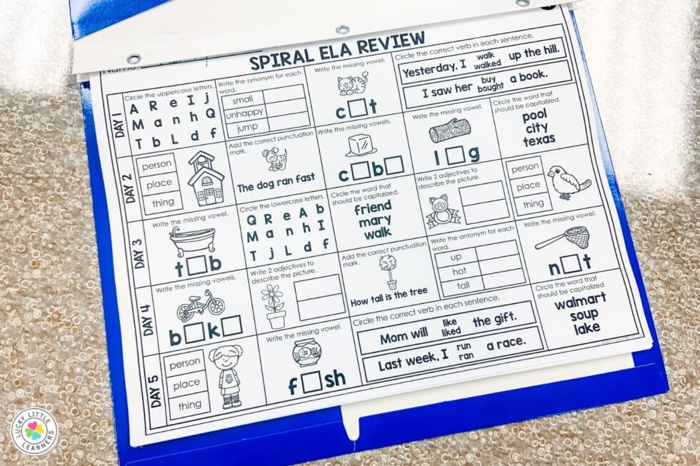 Spiral ELA Review Routine Ideas - Lucky Little Learners