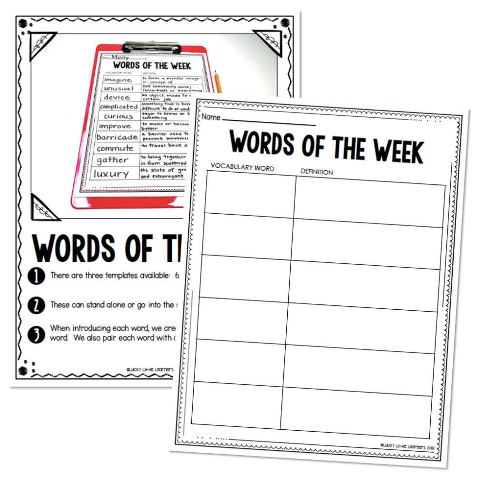 Vocabulary Activities - Lucky Little Learners