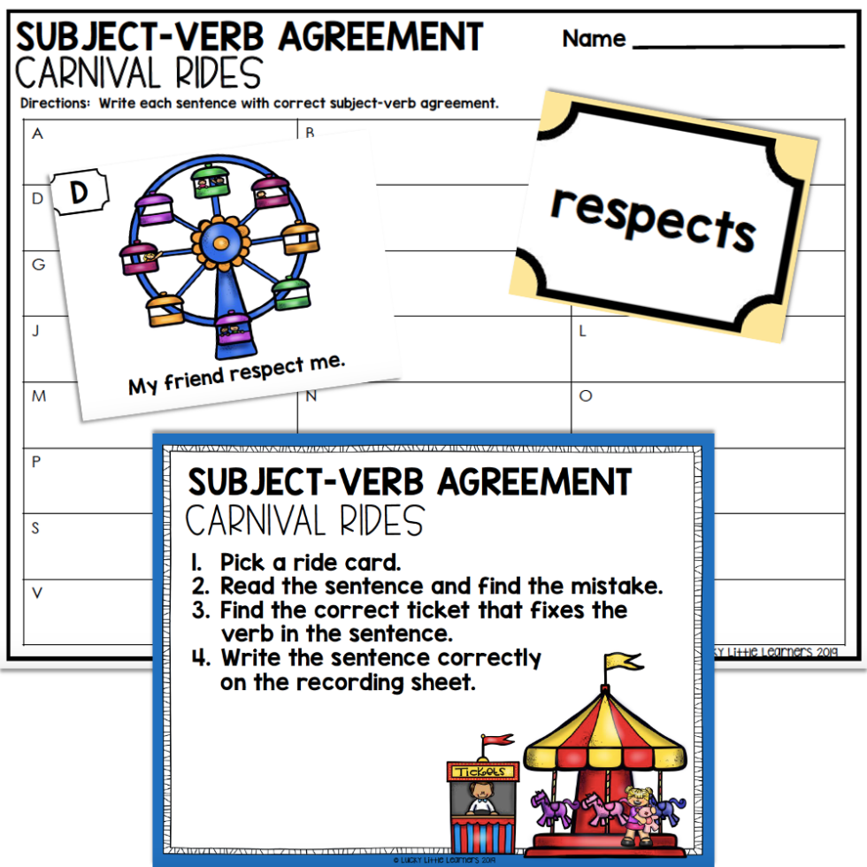 Teaching Subject Verb Agreement in Second Grade - Lucky Little Learners