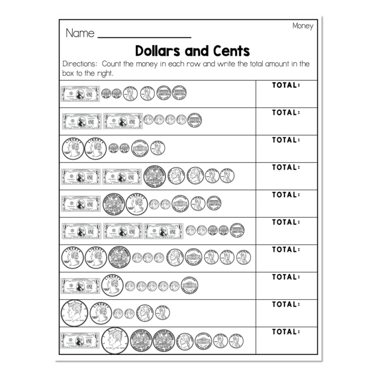 More Than Just a Worksheet - Math Money Exercises for 2nd Grade - Lucky ...