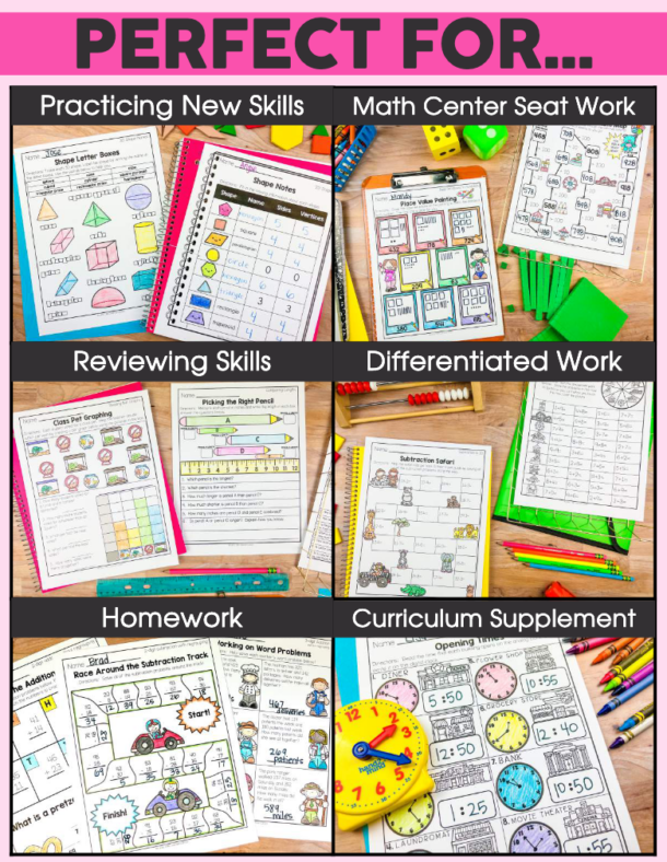 Second Grade Math Worksheets: Measurement, Data, Time & Money - Lucky ...
