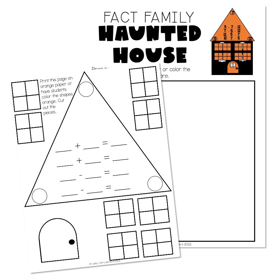 Ghost Spelling and Fact Family Haunted Houses - Lucky Little Learners
